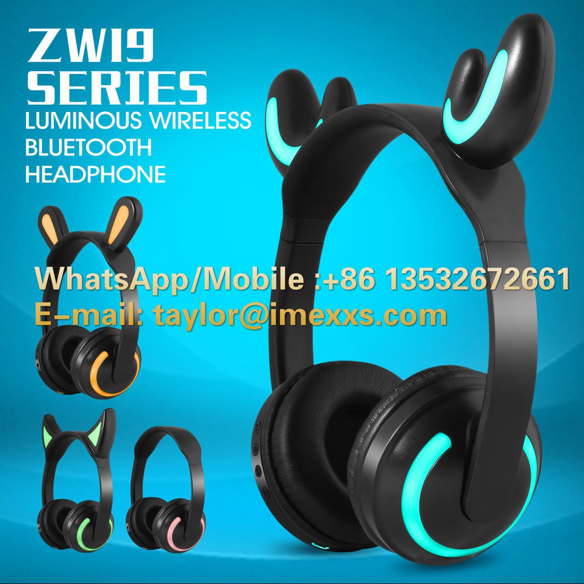Luminous Ear Cat Bluetooth Headphone - ZW-19 (China Manufacturer ...