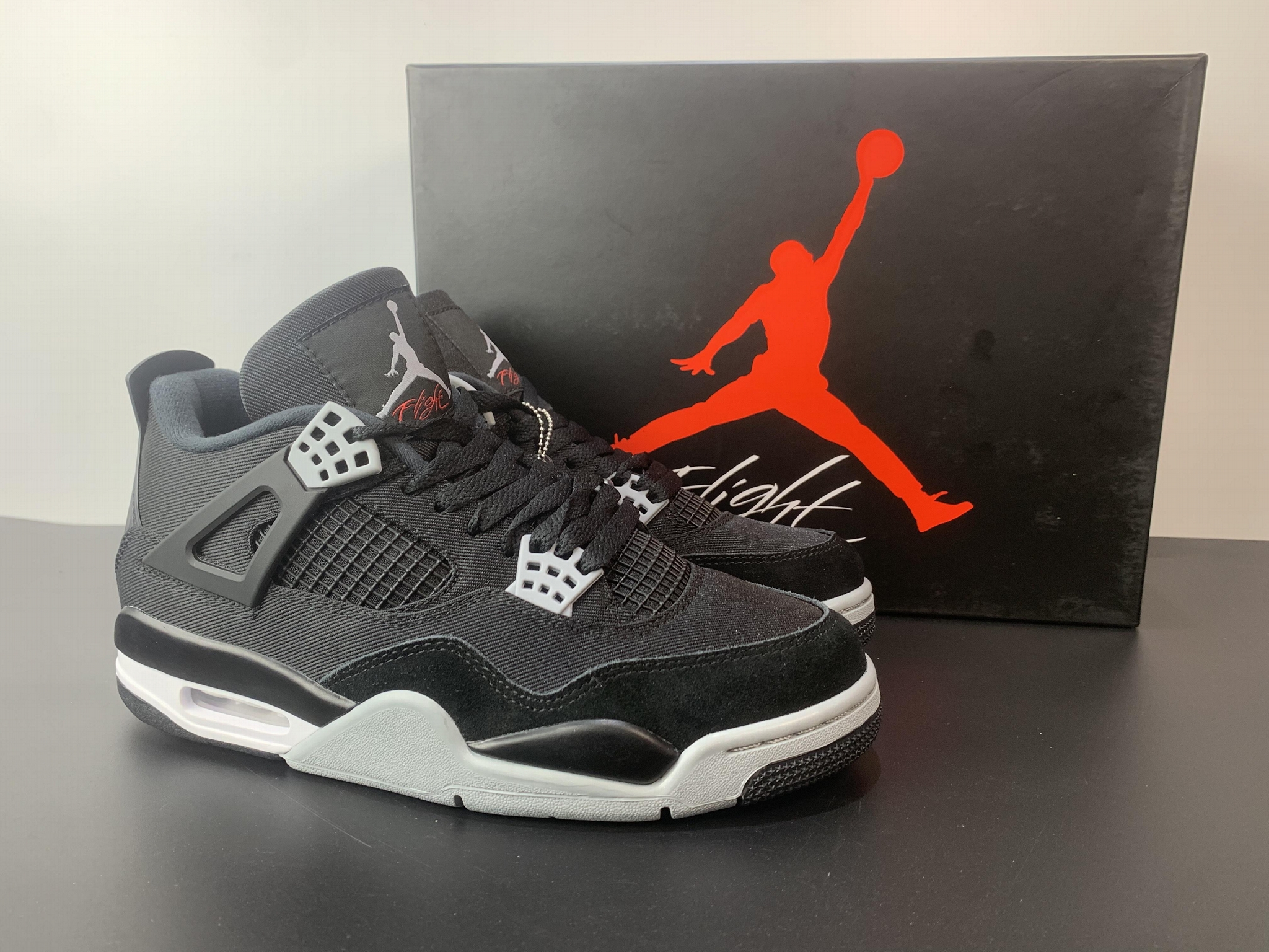 Air Jordan Retro "Olive Canvas" AJ4 Joe 4 Black grey Denim - shoes ...