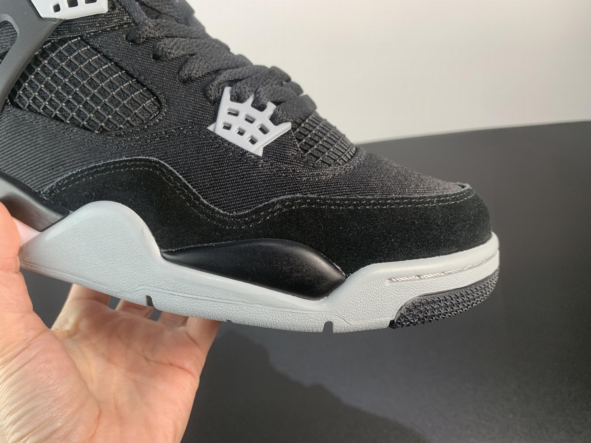 Air Jordan Retro "Olive Canvas" AJ4 Joe 4 Black grey Denim - shoes ...