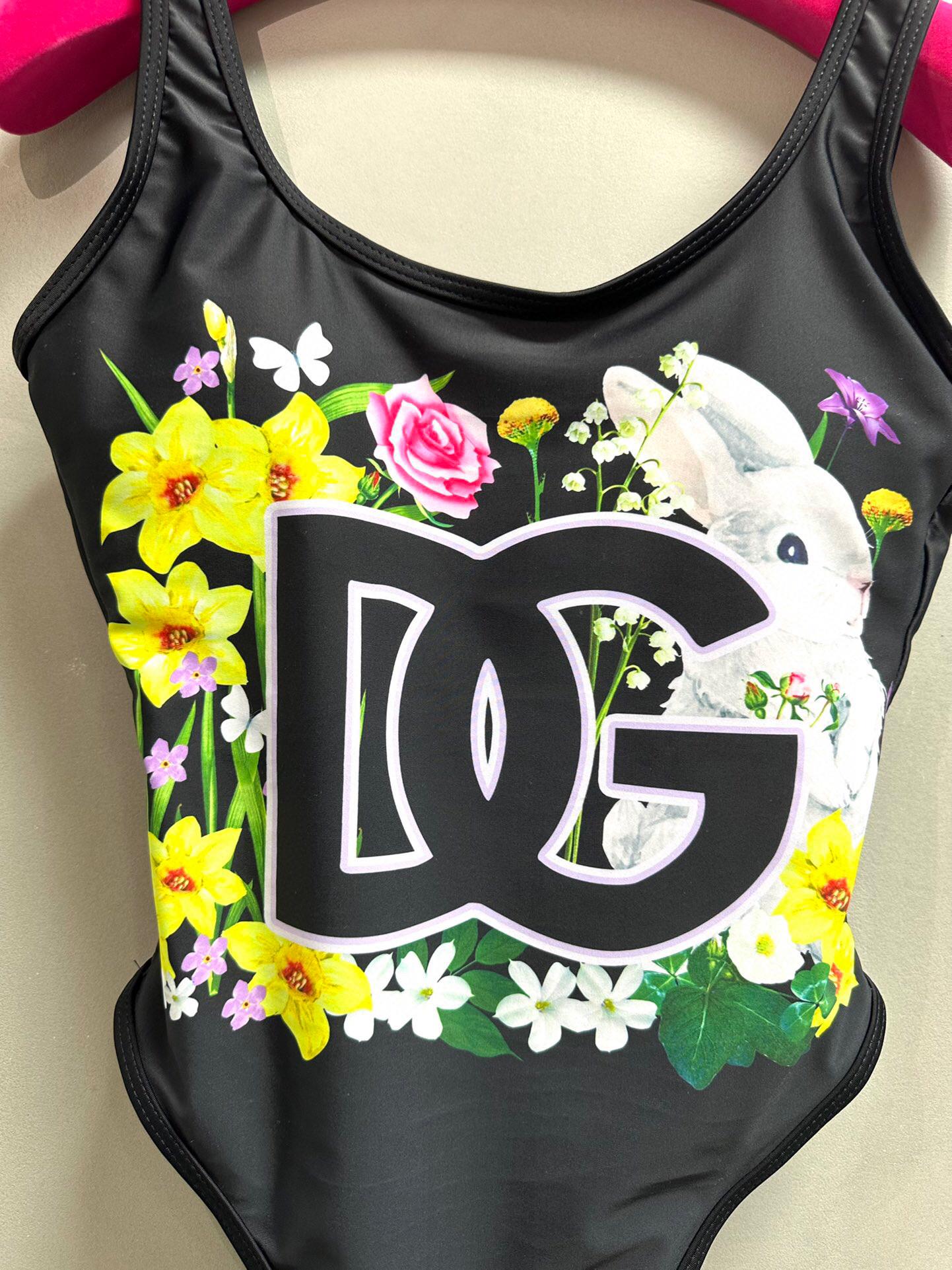 Big logo flower rabbit pattern one-piece swimsuit Year of the Rabbit ...