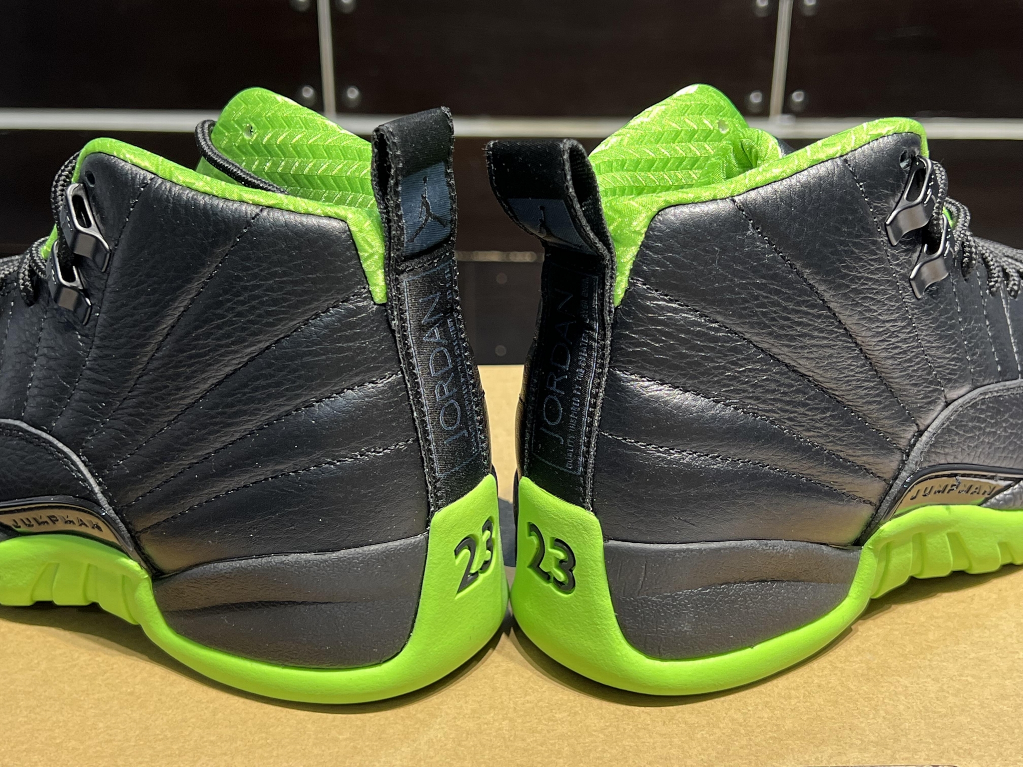Air Jordan 12 Black and Green High Top basketball Shoes Sneakers ...
