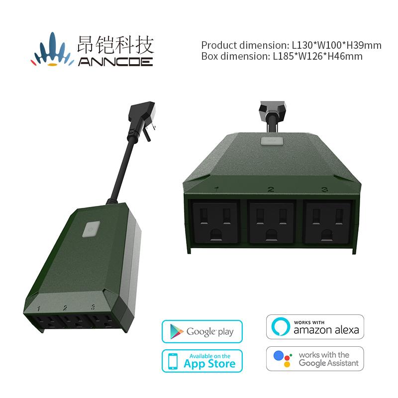 Cheap 110v waterproof outlet Alexa and Google assistant 3 AC ports ...