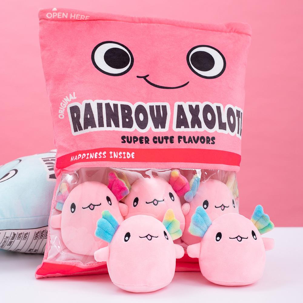 Sweet savory plush angel axolotl plush yogurt melts plush cheesy puffs ...