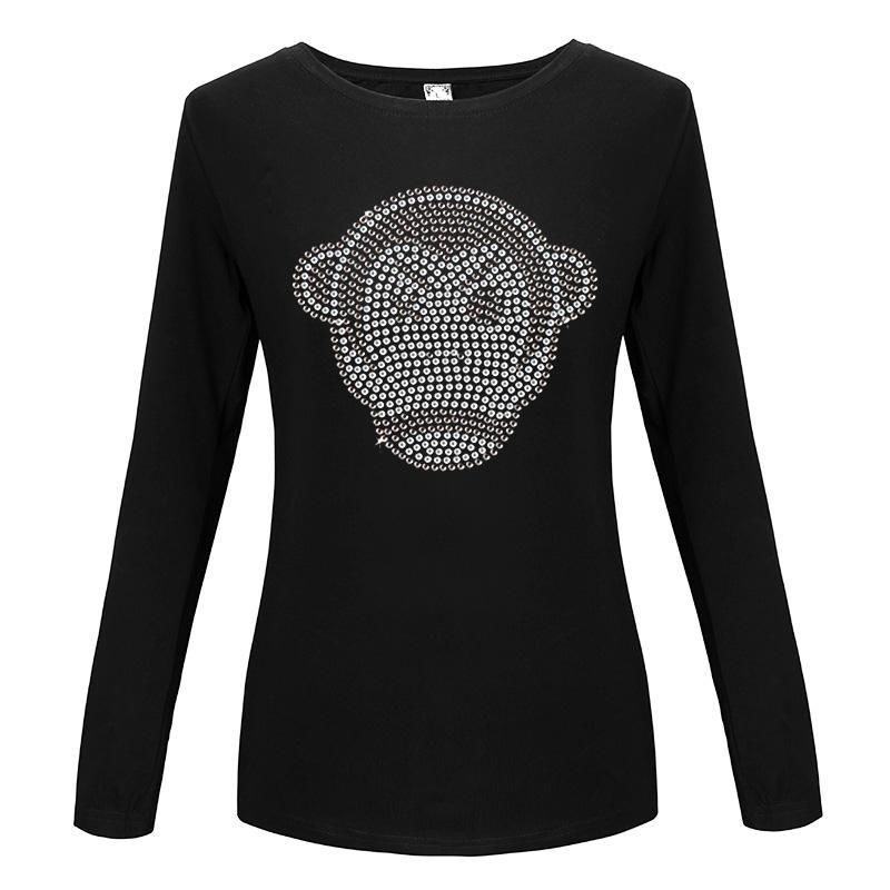 Long Sleeve Shirt Women Rhinestone Crystals Clothing Custom Unique T ...