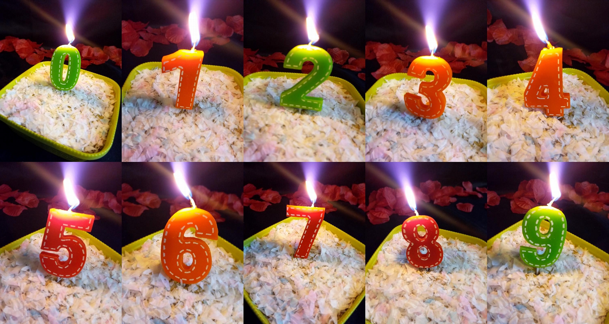 Beauty Stitches Printed Numerical Birthday Candles White Short Line ...