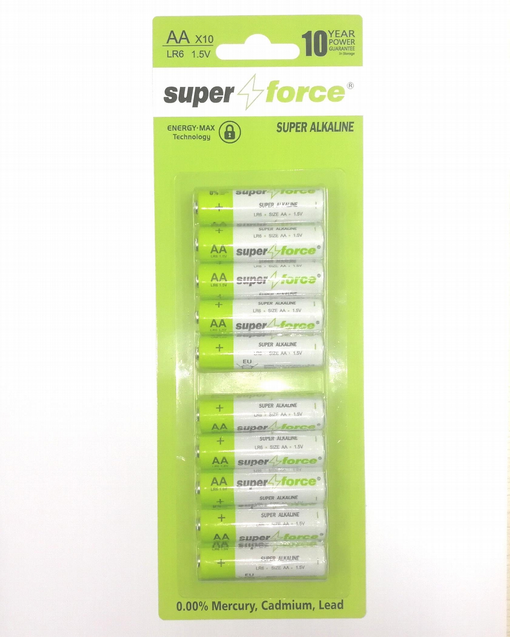 High Capacity Alkaline AA LR6 1.5V Battery - LR6 AA 10B - SUPERFORCE ...