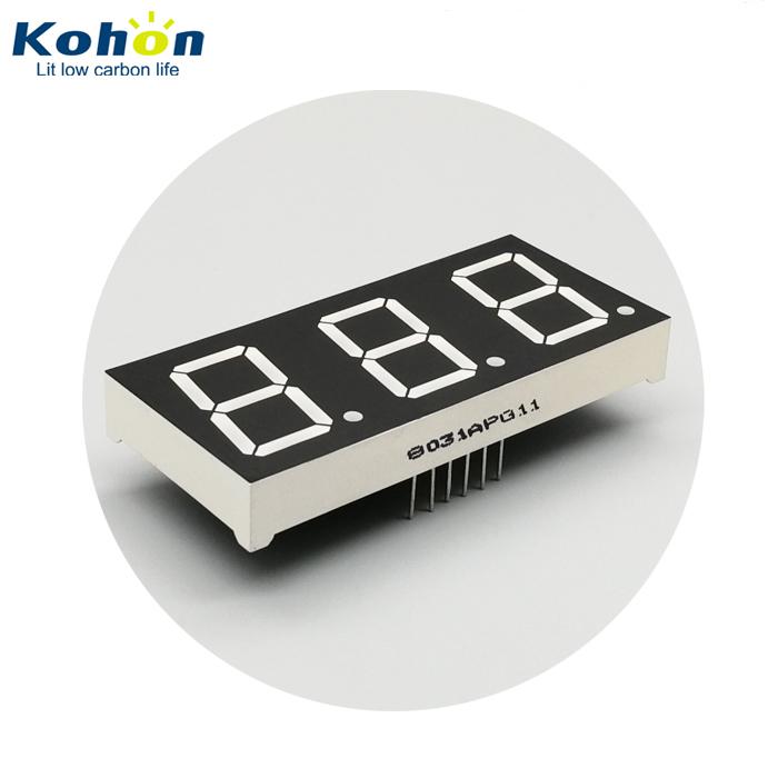0.8 inch 3 digit ultra bright red anode 7 segment led numeric display - KHN30805AUR1D- - Kohon ...