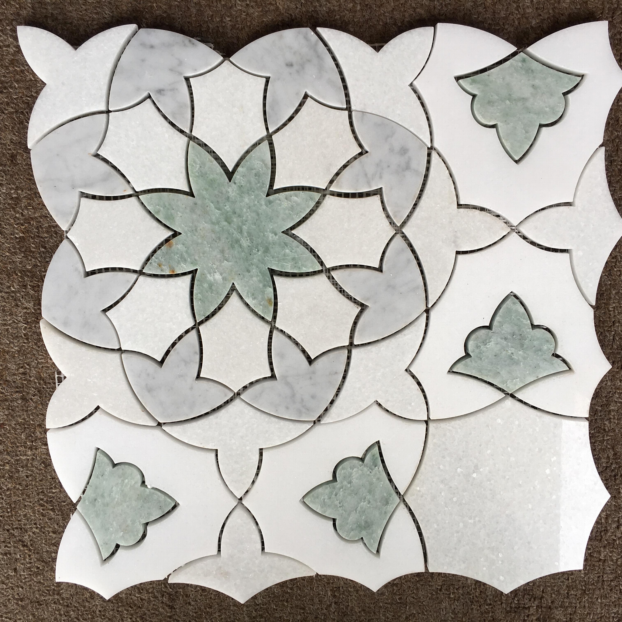 White marble water jet mosaic tiles - DTHWJ002 - DTH STONE (China ...