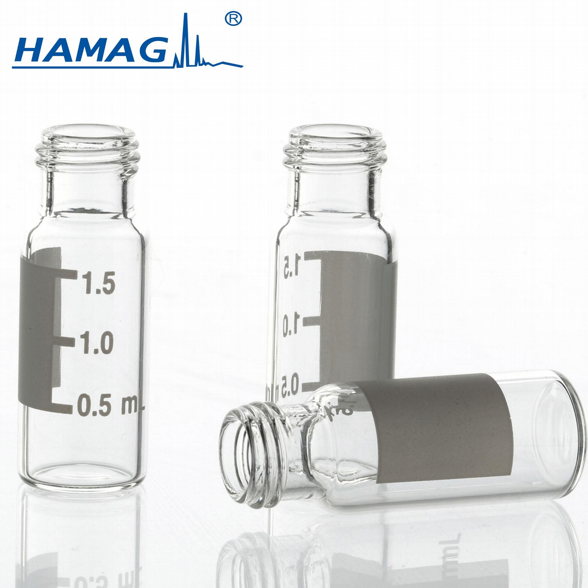 High quality manufacturing 2ml 9-425 screw clear glass HPLC vial with patch - HM-0713 - HAMAG ...