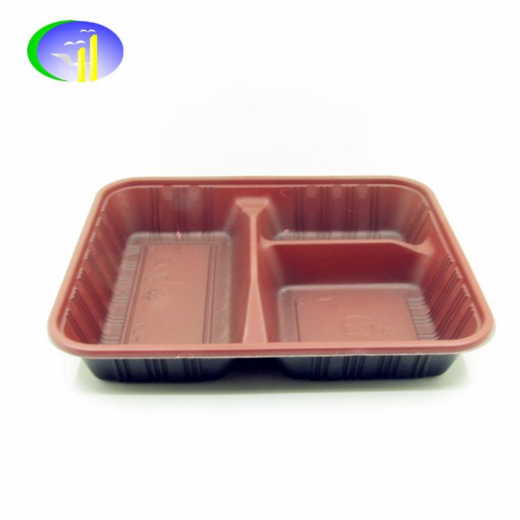 Guangzhou factory outlet disposable 3 divided plastic fastfood ...