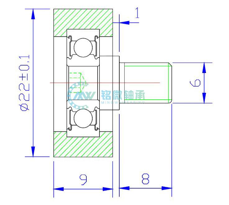 Plastic Cam Follower Flat Type 6X22X9mm M6X8 - POM62522-6C1L8M ...