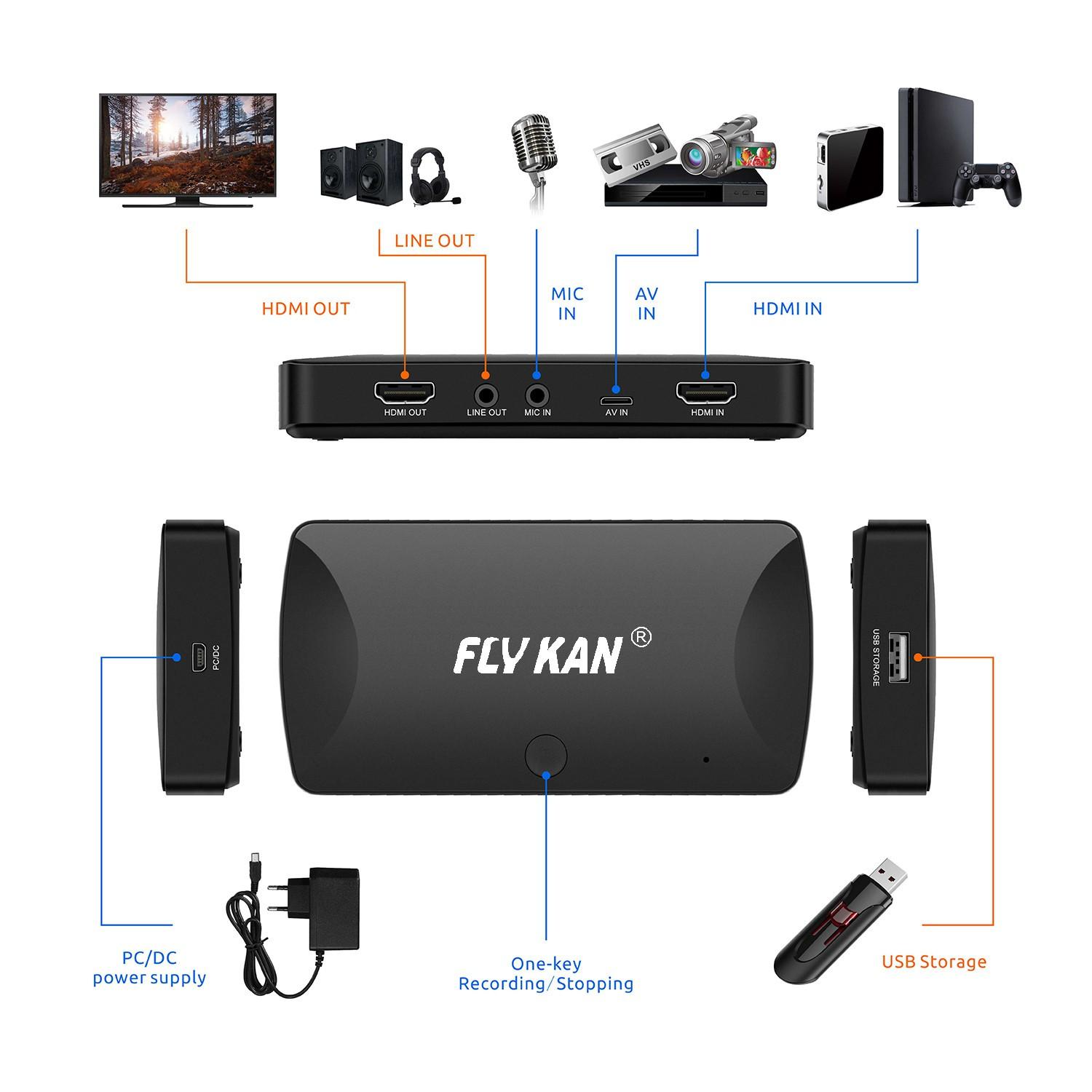 Fly Kan Standalone HD Video Capture Box (HDMI,Composite,Component ...