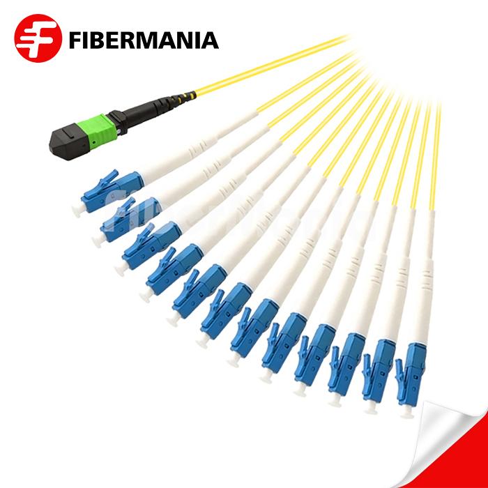 MTP/APC Female to 12 LC Simplex Fanout Cable 12 Fibers Single Mode 9/125 1m - MAFLC-SM12S3RYL ...