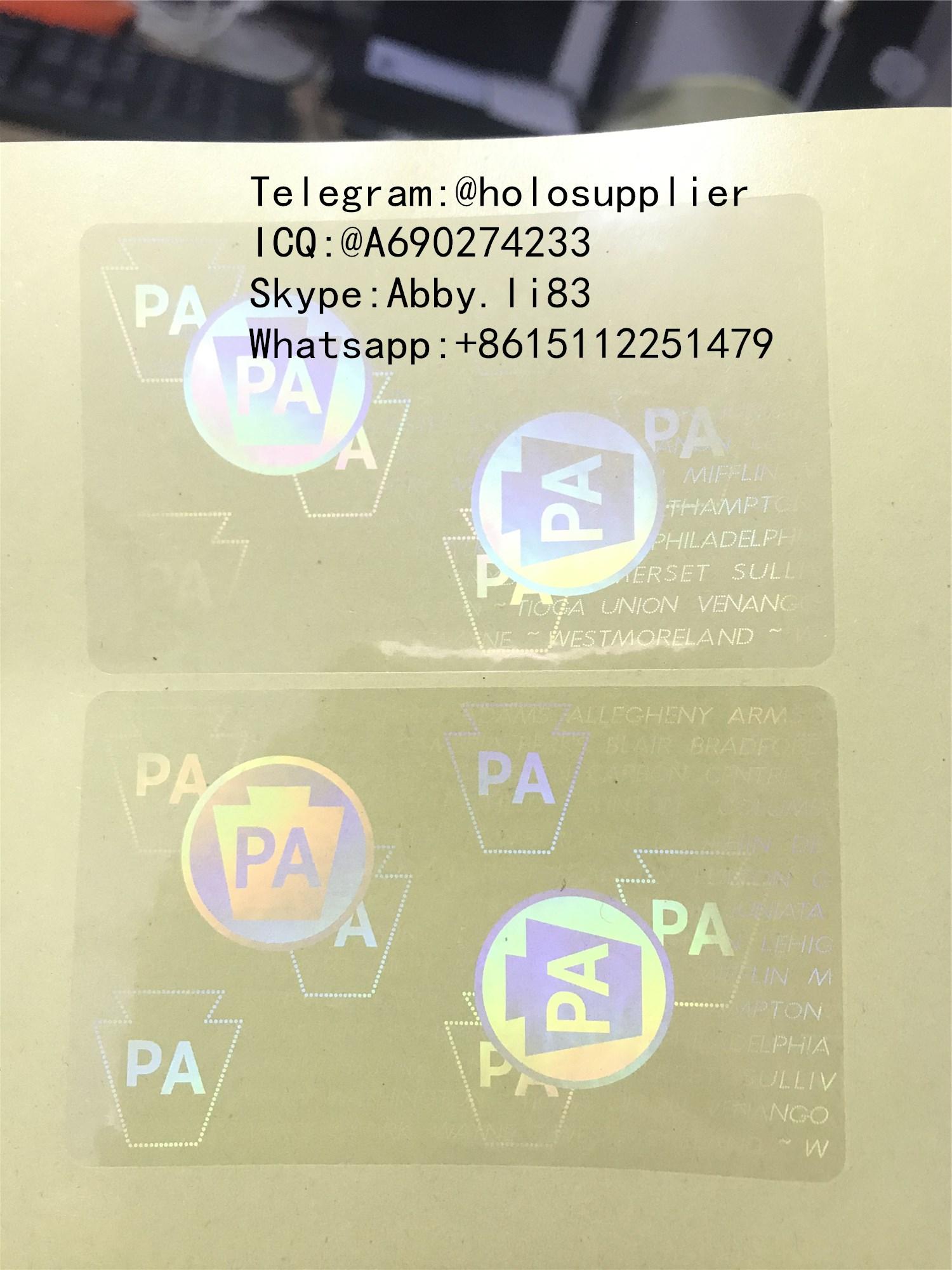 Pennsylvania PA UV state hologram sticker US state overlays (China ...