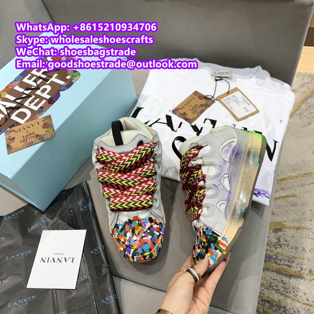 Lanvin curb sneaker Lanvin Lace Up Skate Sneakers Lavin leather suede ...