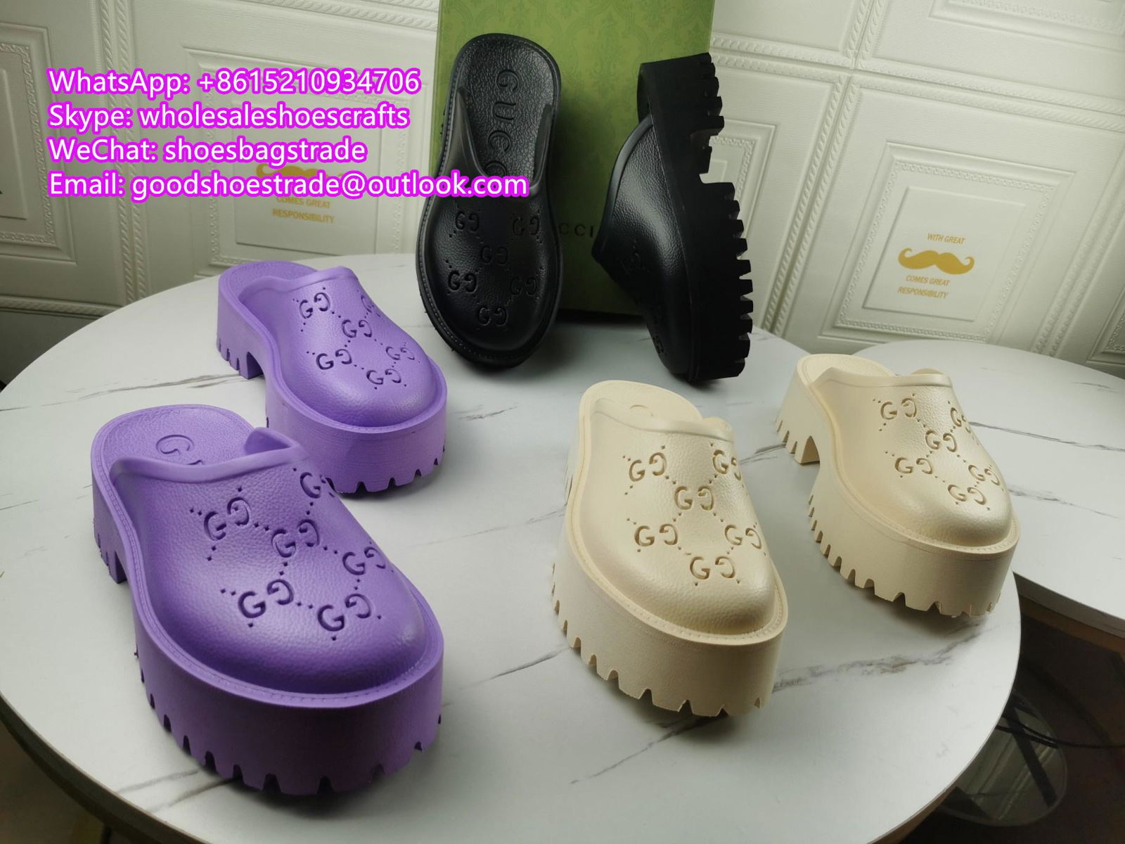 Platform Perforated G Sandal Beige perforated rubber sandals GG logo ...