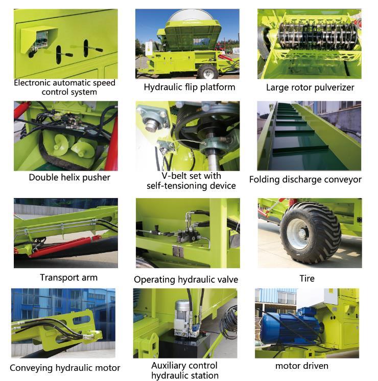 Large scale PTO silage hay forage grass straw bale chopper as hammer ...