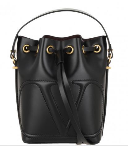 V Logo Bucket Bag Leather Red Women mini should bags - V Bucket Bag ...