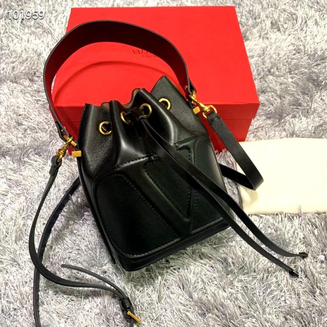 V Logo Bucket Bag Leather Red Women mini should bags - V Bucket Bag ...