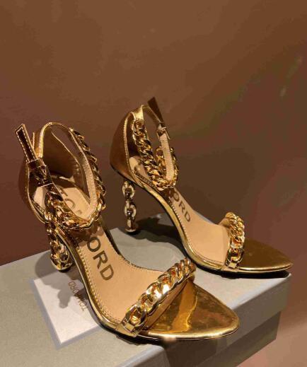 Tom Ford 105mm chain leather sandals Black Women Chain heel sandals ...