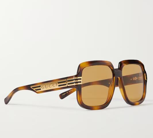 eyewear injection Square Frame Acetate and Gold-Tone Sunglasses ...