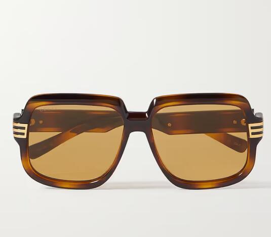 eyewear injection Square Frame Acetate and Gold-Tone Sunglasses ...