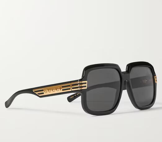 eyewear injection Square Frame Acetate and Gold-Tone Sunglasses ...