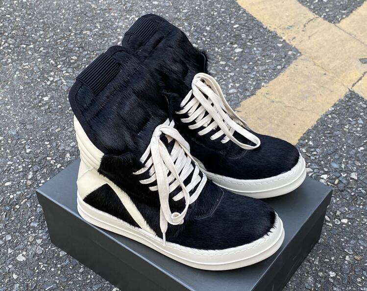 Rick Owens Geobaskets Cow Fur Dusty Pink Milk Rick High top lace up ...