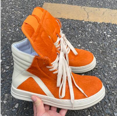 Rick Owens Geobaskets Cow Fur Dusty Pink Milk Rick High top lace up ...