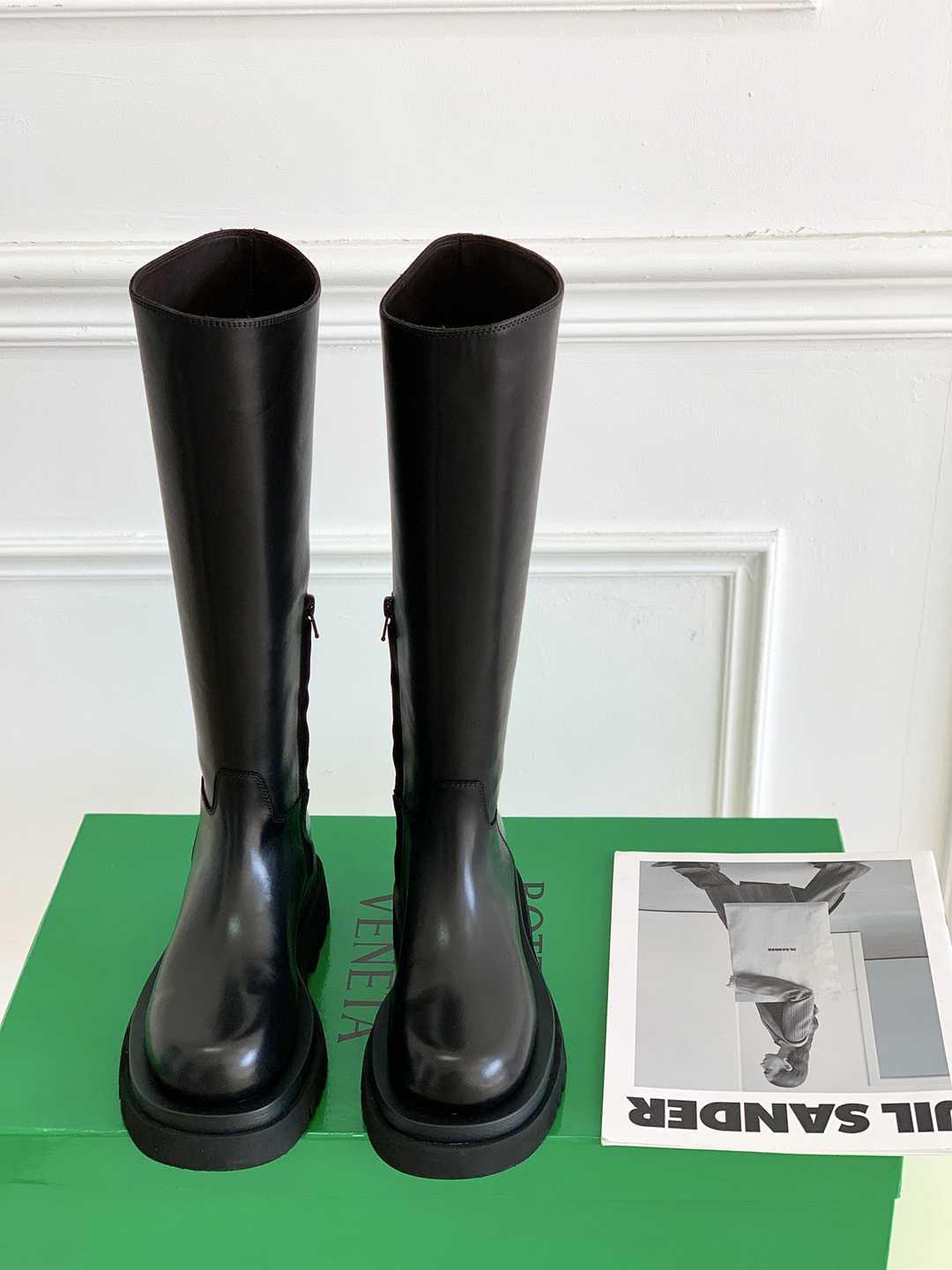 Strut Knee-High Boots BV Black Calfskin Leather Boots - Strut Boot ...