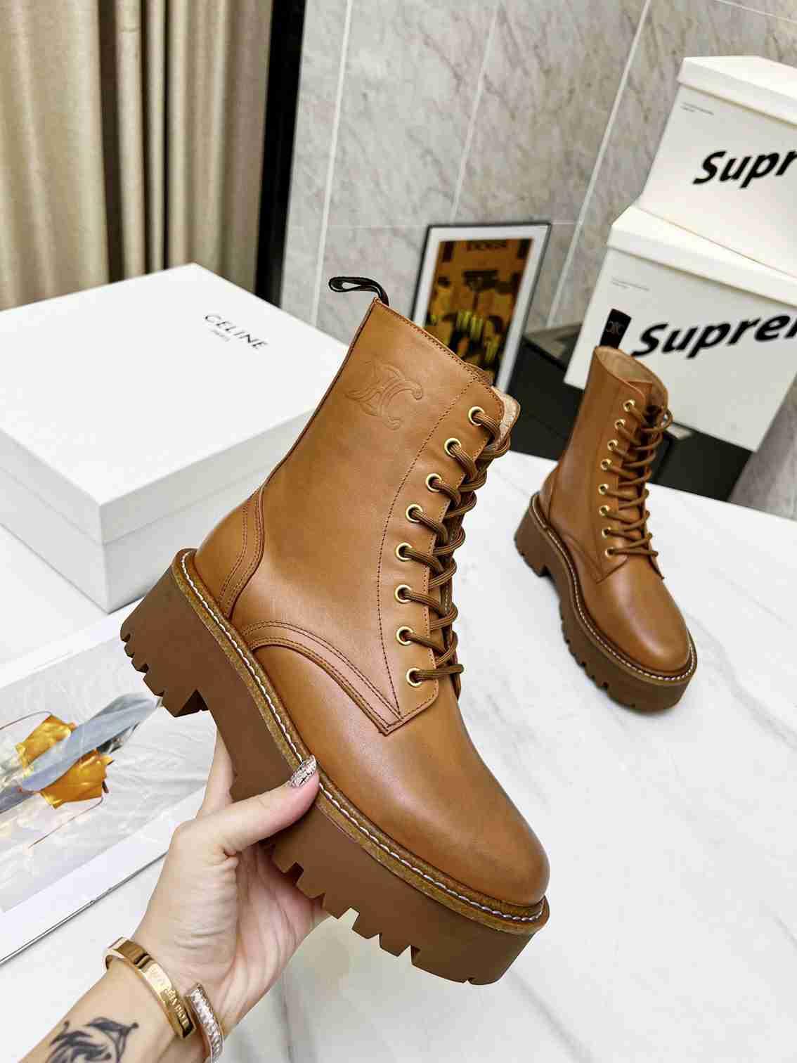 BULKY LACED UP BOOT IN NYLON AND SHINY BULL BLACK Women ankle Boot ...