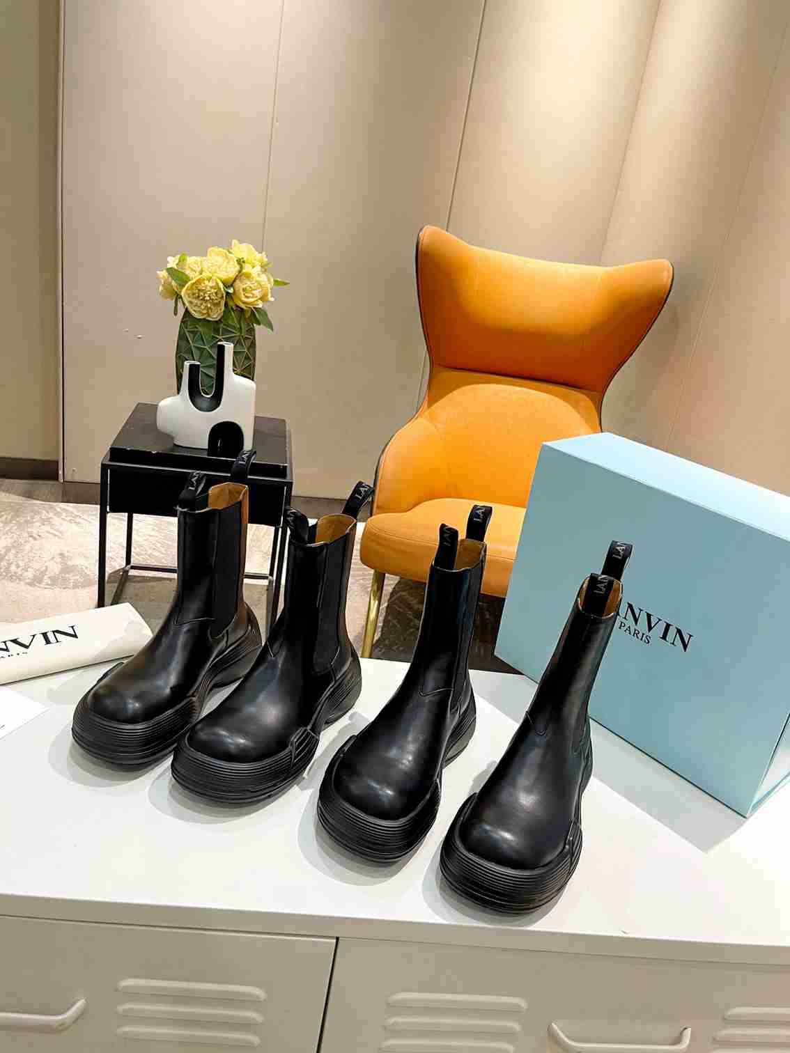 Lanvin Black Flash-X Bold Ankle-high Buffed Calfskin Chelsea Boots ...