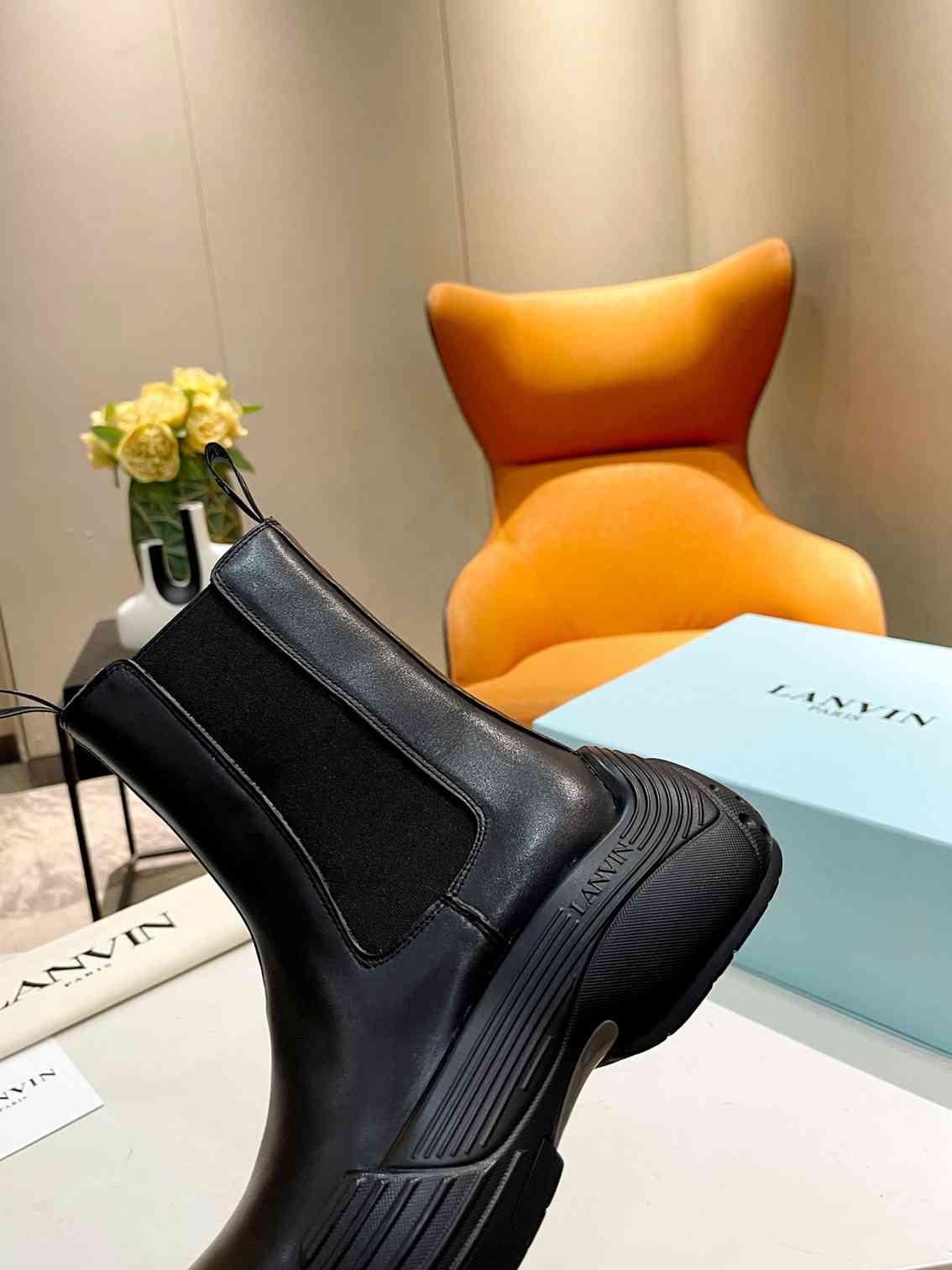 Lanvin Black Flash-X Bold Ankle-high Buffed Calfskin Chelsea Boots ...