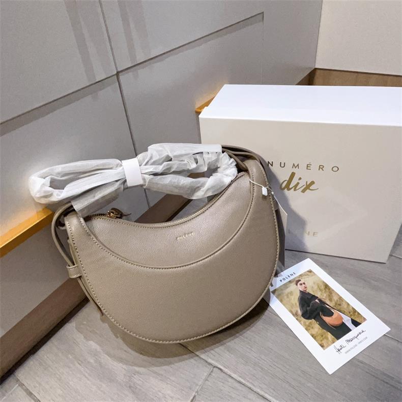 Polene Numero Dix Bag Black Textured Black Polene Moon shoulder bag ...