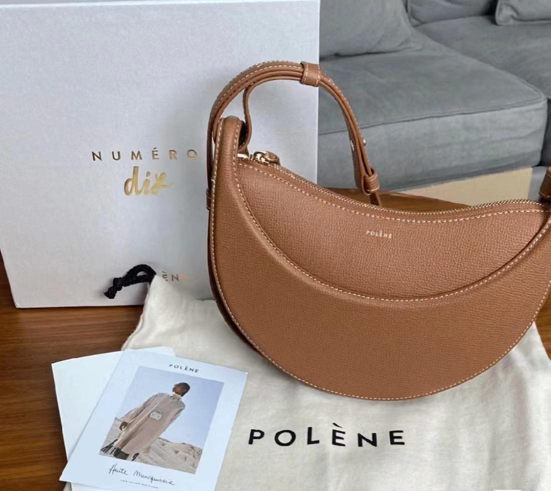 Polene Numero Dix Bag Black Textured Black Polene Moon shoulder bag (China Trading Company ...