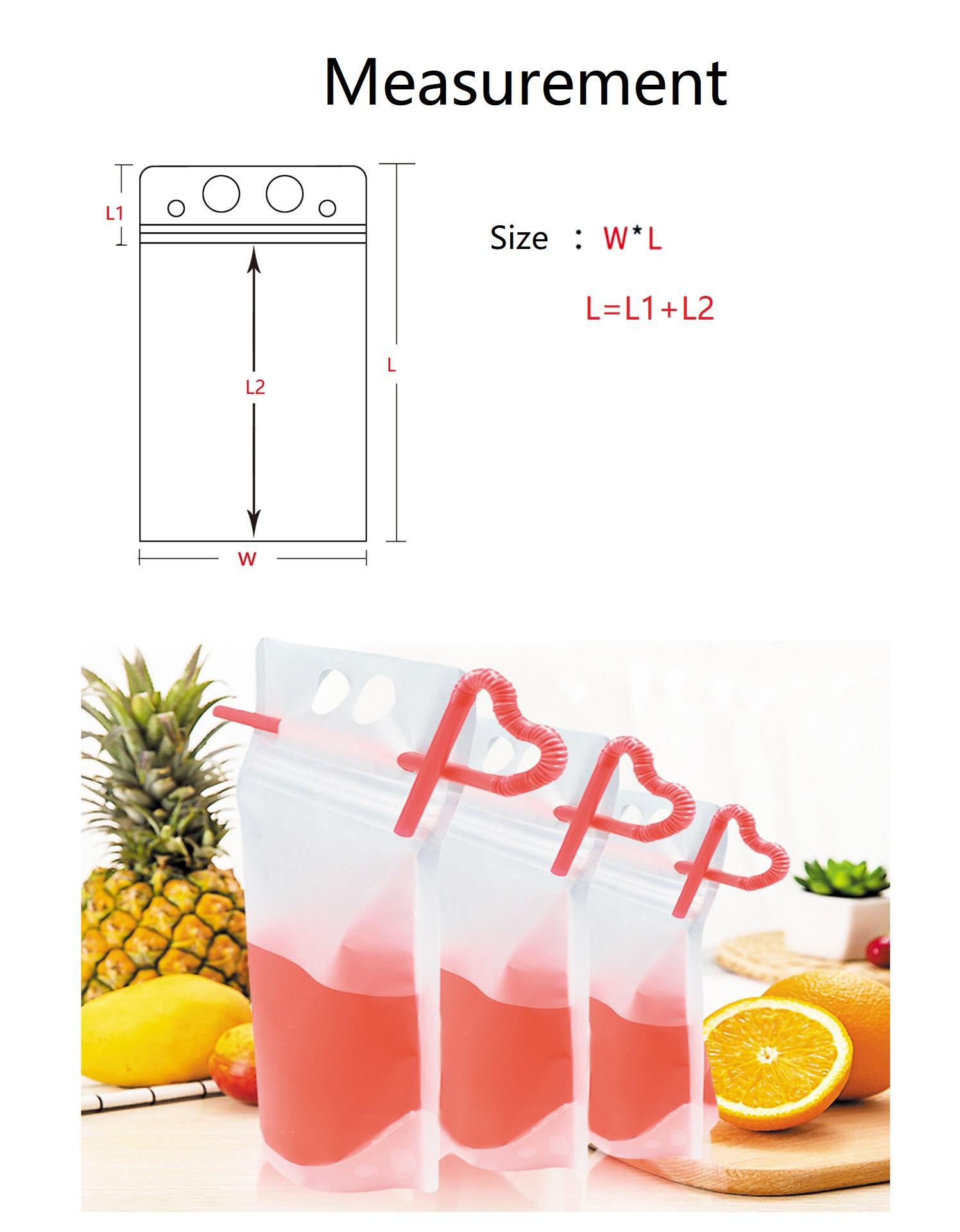 Standing Juice Drink Straw Pouch Plastic Beverage Packing Bag - QD bags ...