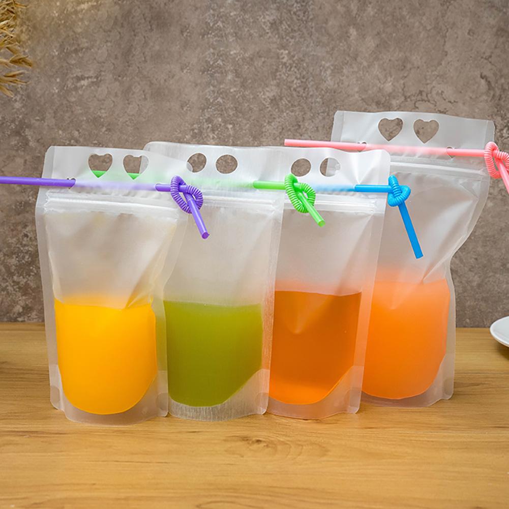 Standing Juice Drink Straw Pouch Plastic Beverage Packing Bag - QD bags ...