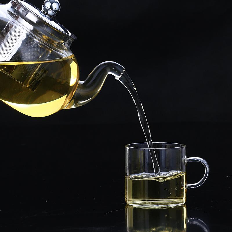 Heat Resistant Pyrex High Borosilicate Glass Teapot With Leaf Loose ...