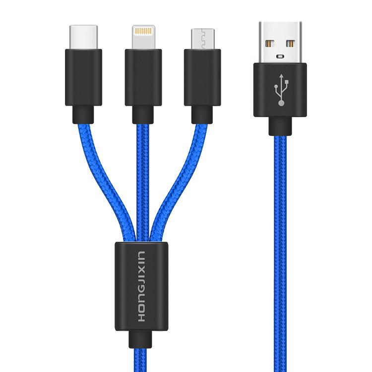 Multi charging 3 in 1 nylon braided fast charging cable - HJX (China ...