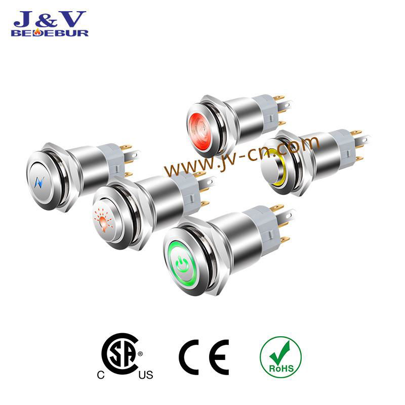 12Mm 16Mm 19Mm 22Mm 25Mm 30Mm Round Waterproof IP67 Metal Push Button ...