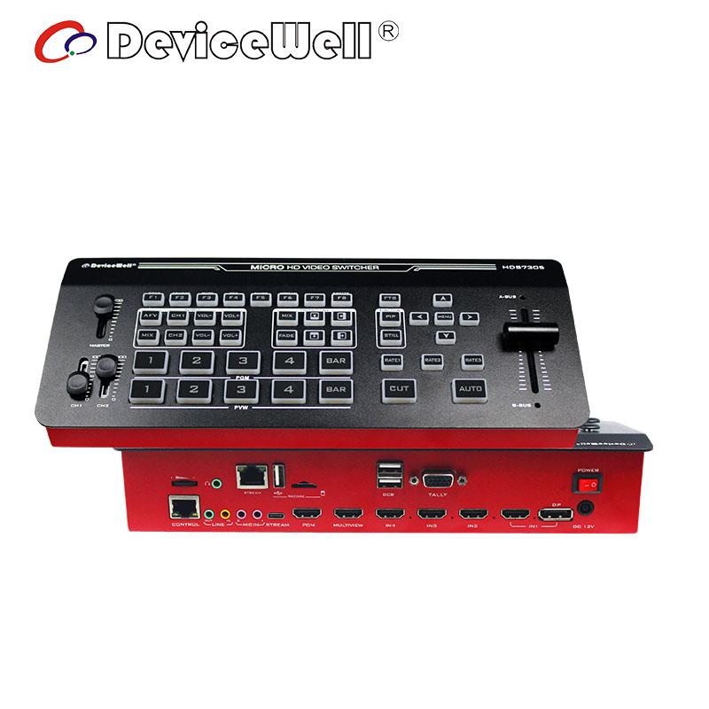 DeviceWell HDS7305 5-CH Stream Record T-bar HD Studio Video Switcher ...