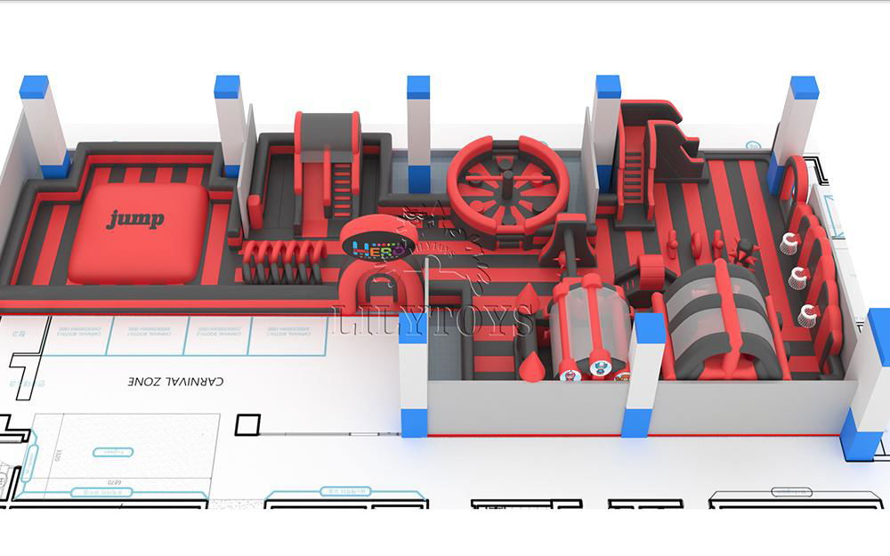 Red And Black Carnival Indoor Inflatable Trampoline Park (China ...