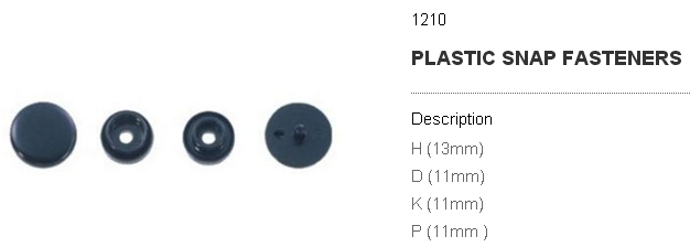 PLASTIC SNAP FASTENERS - 1210 (Taiwan Manufacturer) - Button - Textile ...