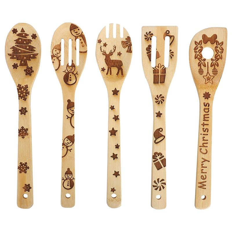 Bamboo utensil set burned bamboo wooden spoons engraved - Twinkle ...