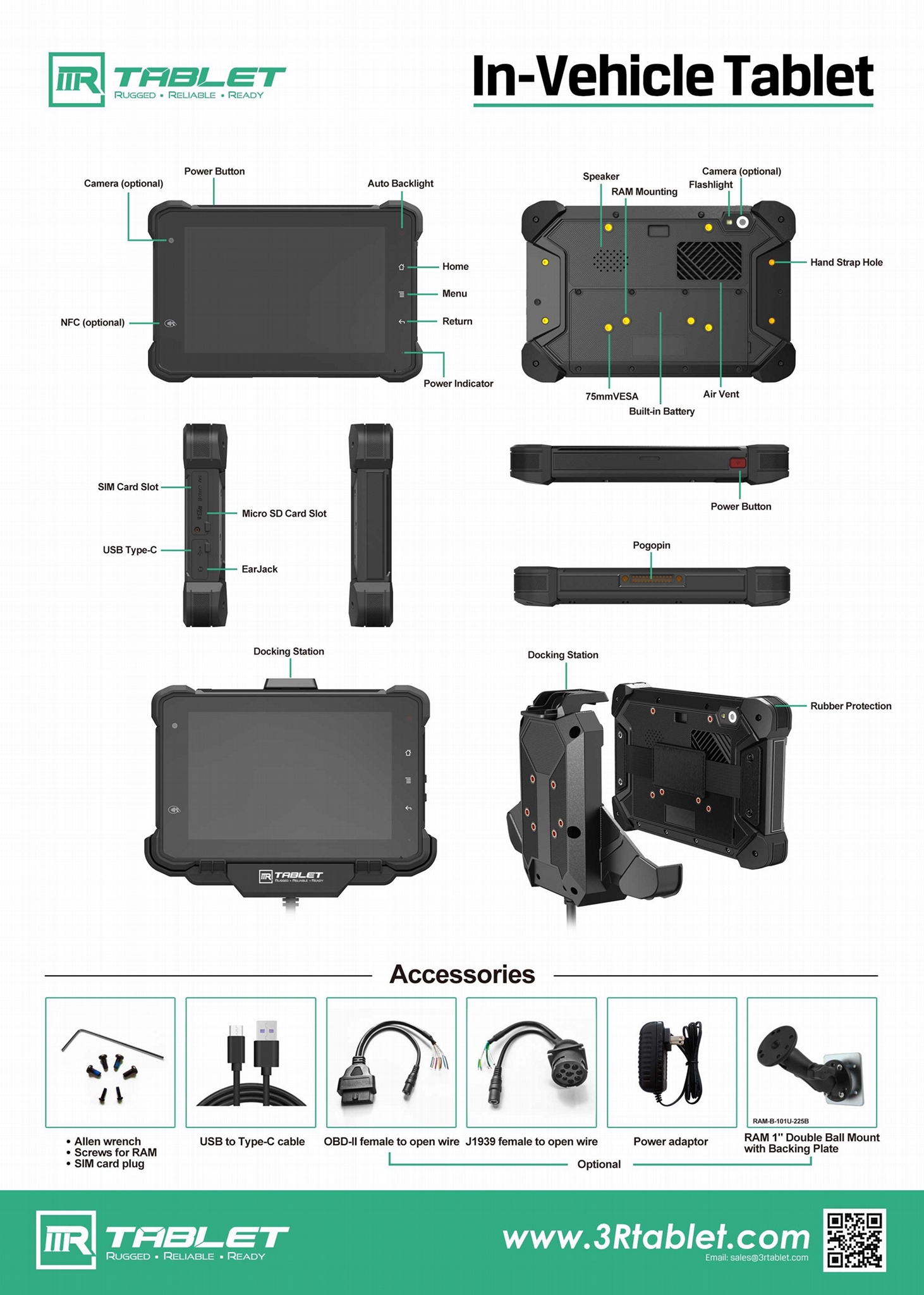 VT-7 Pro 7 inch Android R ed tablet with 800 nits screen for fleet ...