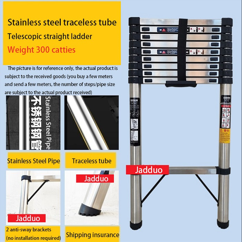 Stainless Steel Single Telescopic Ladder3.5m - 1.9m to 6.3m - Jadduo ...