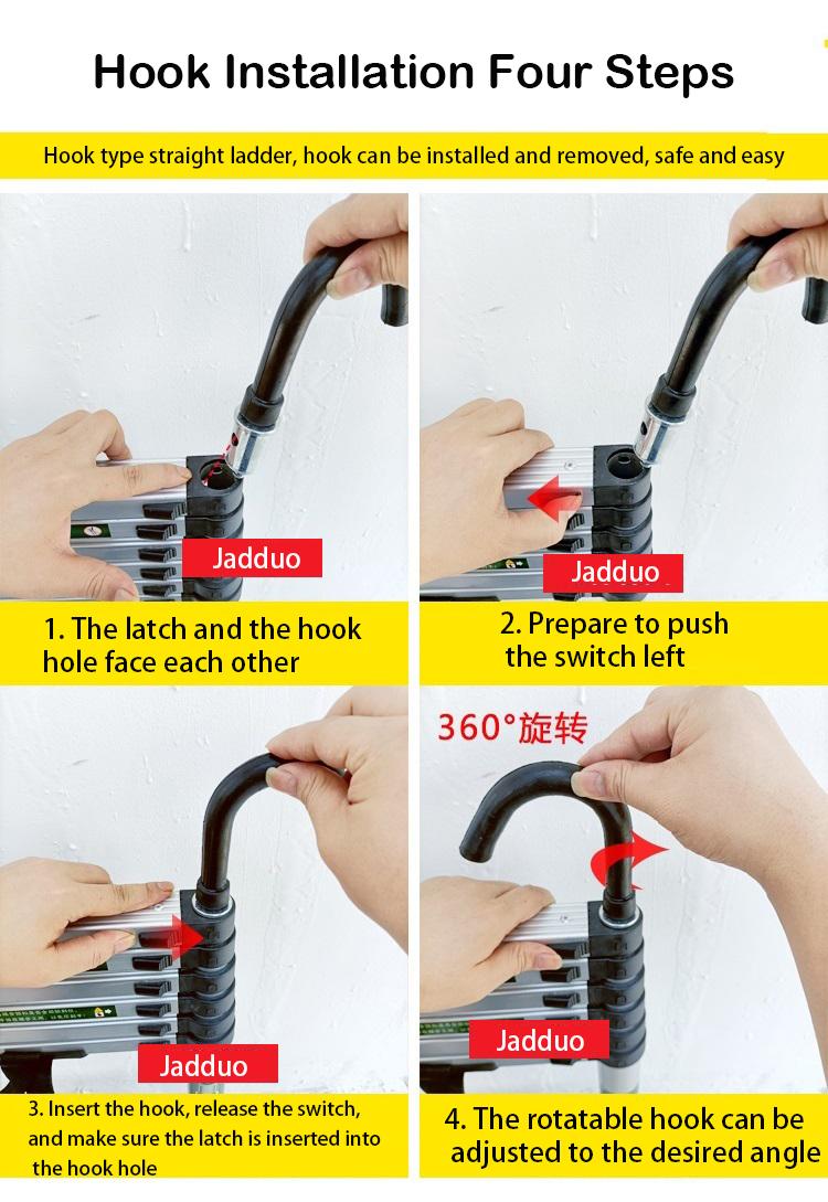 Single Telescopic Ladder with Hook 3.8m - 2.0m to 8.0m - Jadduo (China ...