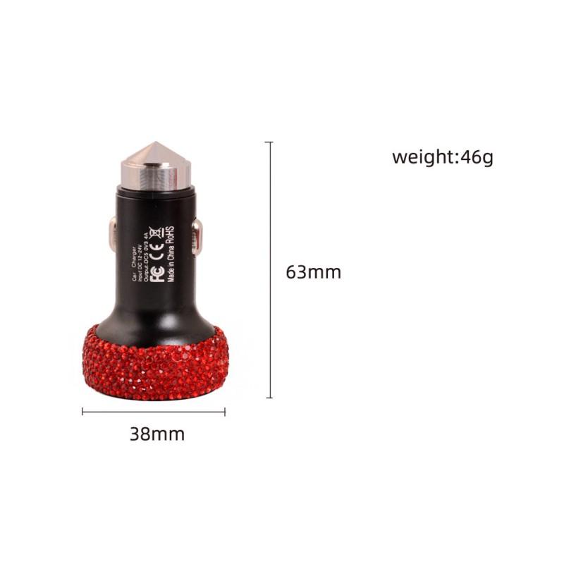 Girly LED Display Bling Rhinestone Crystal Dual USB Car Charger Safety ...