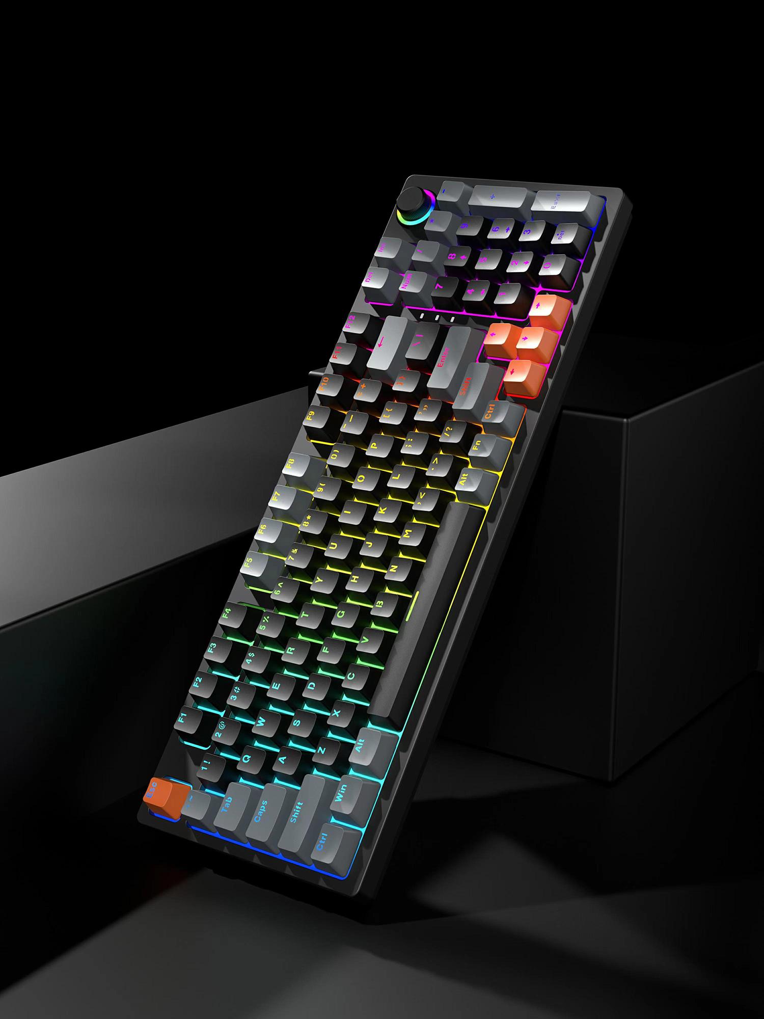 Full Keys Multimedia Grey White Colorblock keycaps Wireless Mechanical ...