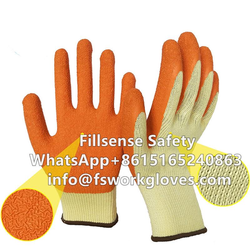 Anti Slip 10Gauge 21S Cotton Liner Crinkle Latex Coated Work Gloves ...